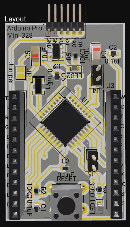 Schematic for Arduino Pro Mini 328 clone : Arduino that runs an 8...