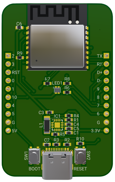 Schematic for ESP32-C3-WROOM-02 Reference Design: This is a ESP32-...