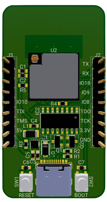 Schematic for ESP8684-MINI-1U Reference Design: This is an ESP8684-...