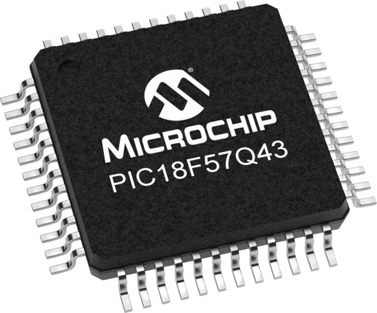 Schematic Symbol for PIC18F57Q43-I/PT: PIC PIC® XLP™ 18F,...
